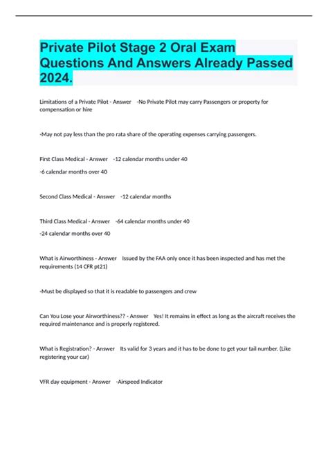 Printable Private Pilot Stage 2 Exam Flashcards