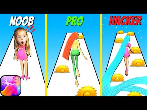 Can We Go NOOB Vs PRO Vs HACKER In HAIR CHALLENGE APP HIGH SCORE YouTube