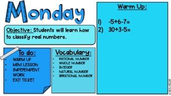 Daily Agenda Math Slides Distance Learning By Math Unicorn Tpt