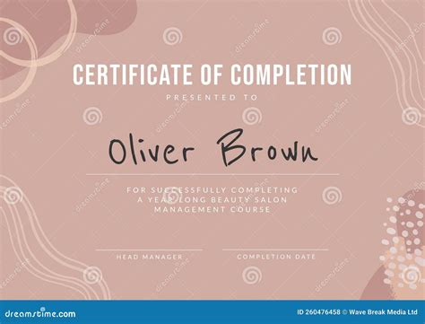 Composition Of Certificate Of Completion Text With Copy Space On Pink