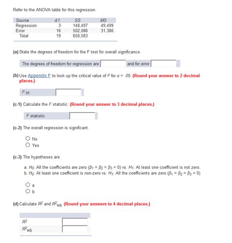 Solved Refer To The ANOVA Table For This Regression Source Chegg