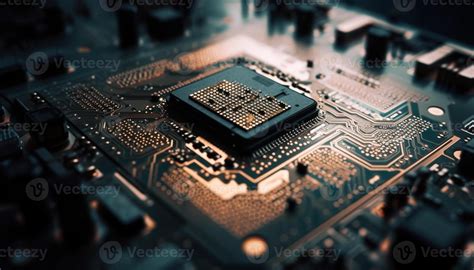 Complexity Of Computer Chip Circuit Board Showcases Semiconductor Industry Progress Generated By