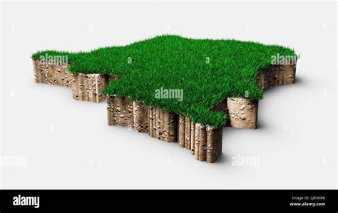 A 3d Rendering Of The Border Of Congo From A Grass Patch On A White