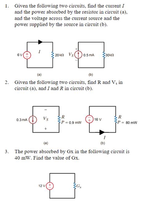 Solved 1 Given The Following Two Circuits Find The Current