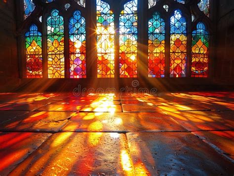 Warm Sunlight Filtering Through A Stained Glass Window The Light Blurs