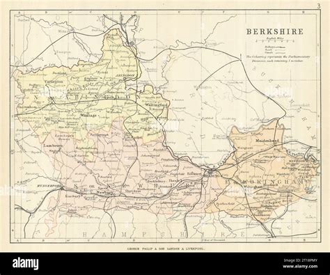 Berkshire Antique County Map Railways Roads Canals Philip 1889 Old