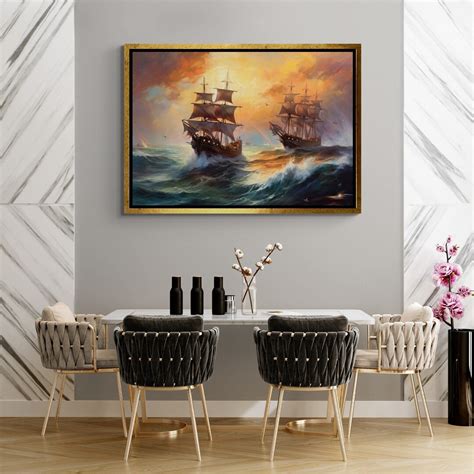 Pirate Ship Canvas Ship Wall Art Ocean Canvas The Waves Canvas