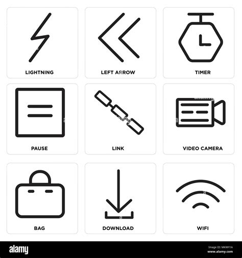 Set Of 9 Simple Editable Icons Such As Wifi Download Bag Video