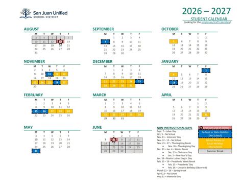 San Juan Unified School District Calendar 2026 2027