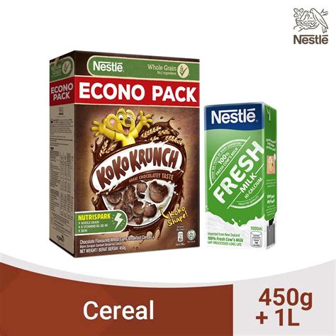 Koko Krunch Breakfast Cereal 450g And Nestle Fresh Milk 1l Shopee