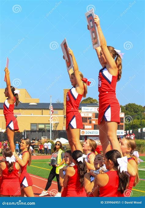 Cheerleader Pyramid Shows School Pride Editorial Photo Cartoondealer