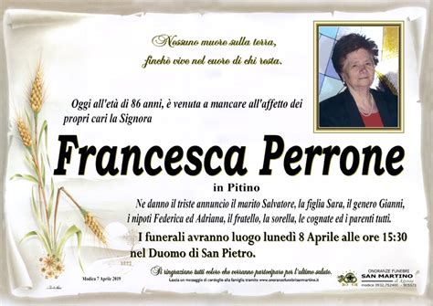 Necrologi Francesca Perrone Ragusa Oggi