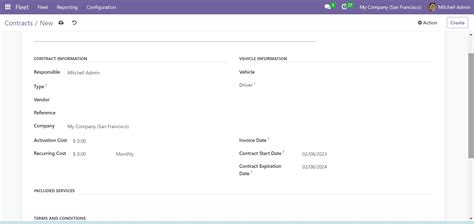 Contracts In Odoo 16 Fleet Management App Odoo V16 Community Edition Book