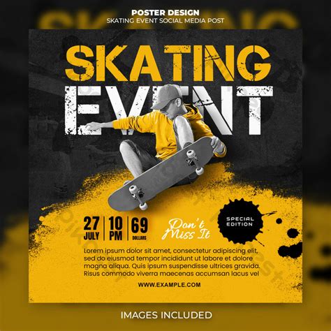 Dynamic Skating Event Poster Design Psd Template Psd Free Download