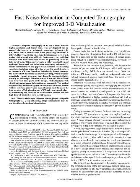 pdf fast noise reduction in computed tomography for improved 3 d