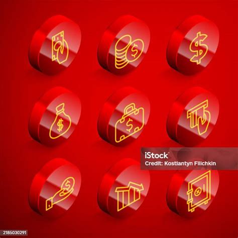 세트 라인 빠른 결제 달러가 있는 동전 돈 달러 기호 돈 가방 서류 가방 및 신용 카드 삽입 손 주기 및 금융 성장 감소 아이콘 벡터 3차원 형태에 대한 스톡 벡터 아트 및