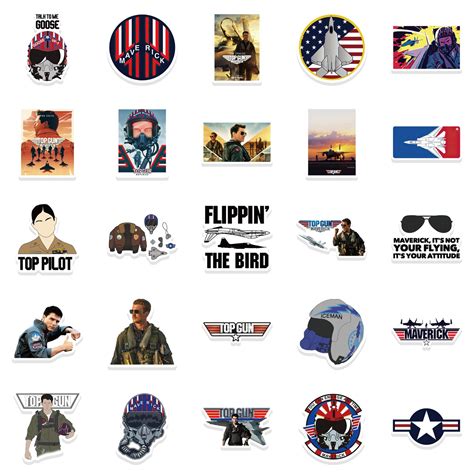 50pcs Top Gun Stickers Au Sticker World