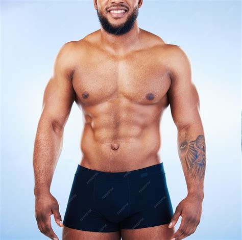 Premium Photo Black Man In Underwear Fitness And Body With Abs