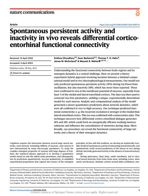 Pdf Spontaneous Persistent Activity And Inactivity In Vivo Reveals Differential Cortico