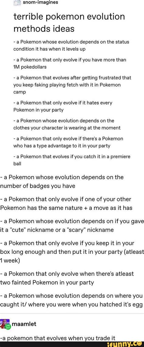 Terrible Pokemon Evolution Methods Ideas A Pokemon Whose Evolution Depends On The Status