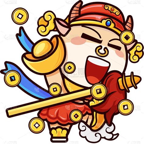 可爱卡通风新年插画 门神