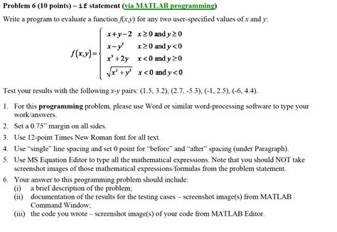 Solved Problem Points If Statement Via MATLAB Chegg Com