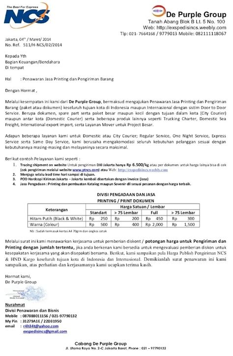 Contoh Surat Permintaan Penawaran Biaya Jasa Pengiriman Barang 8
