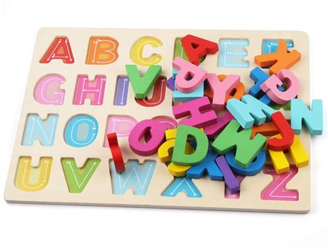 Wooden Alphabet Abc Board Preschool Educational Montessori Toy T