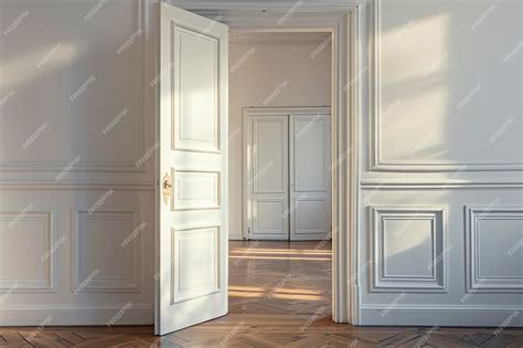 Stylish Room Interior View Through Open Door Premium Ai Generated Image