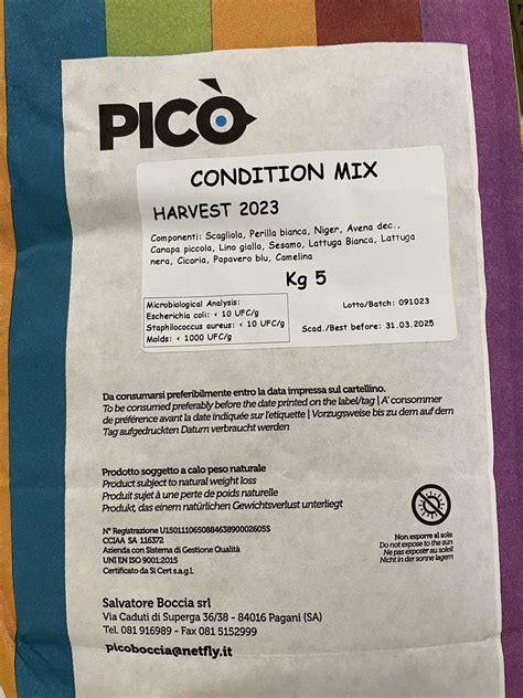Pico Condition Mix Συμπλήρωμα για Καναρίνια Ποζιτούρας And Χρώματος 5kg