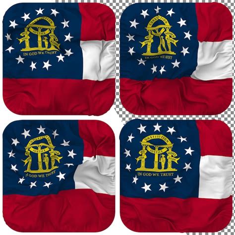 Premium Psd State Of Georgia Flag Squire Shape Isolated Different Waving Style Bump Texture 3d