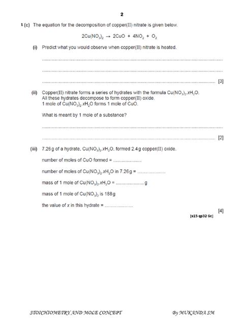 Stoichiometry And Mole Concept Worksheet 1 Pages Deleted Pdf