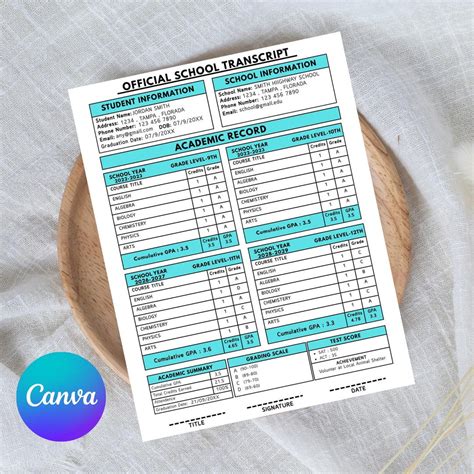 Editable High School Transcript Template Homeschool Transcript Pdf Gpa Calculator