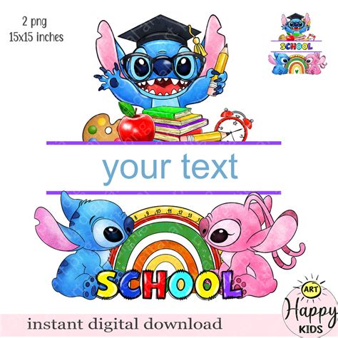 Stitch School Cute Png Print School Stitch Sublimation Design Download