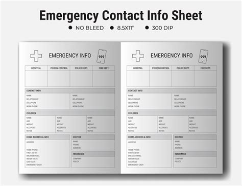 Premium Vector Emergency Contact Info Sheet Editable Important