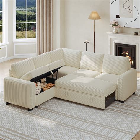 Neche Sectional Sofa With Storage Seat L Shaped Couch With Reversible