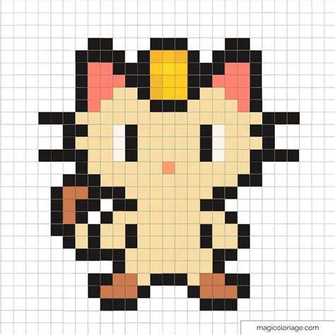 Meowth Pixel Art Den Retro Charme Von Pokémon Einfangen