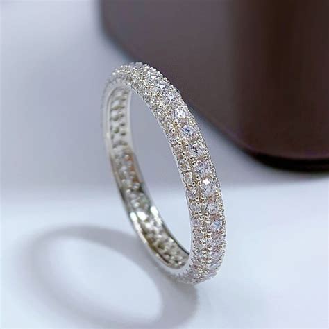 Helloice Eternity Micro Pave Ring In White Gold Eternity Ring Stack