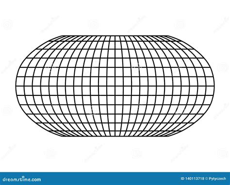 Blank World Grid Of Meridians And Parallels Simple Vector Illustration