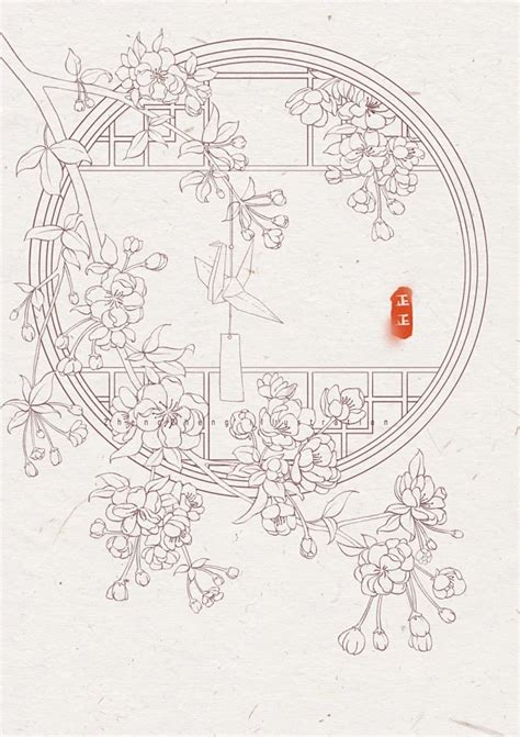 海棠花｜线稿