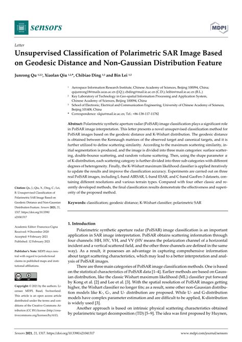 pdf unsupervised classification of polarimetric sar image based on