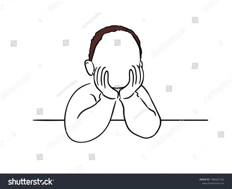 Thinking Little Young Man Vector Drawing Stock Vector Royalty Free