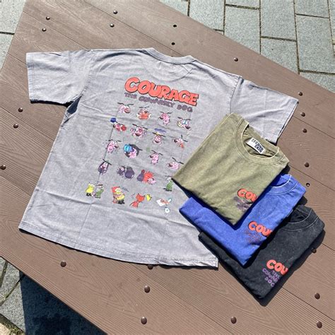 【三角先生】韓國 獨家 自訂款 膽小狗英雄 小笨狗 膽小狗 做舊 滿版 貼圖 美式 街頭 短袖 純棉 水洗 高品質 短t 蝦皮購物