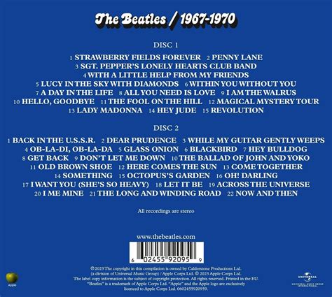 The Beatles Blue Album 1967 1970 2 Cd 50th Anniversary Expanded New Ebay
