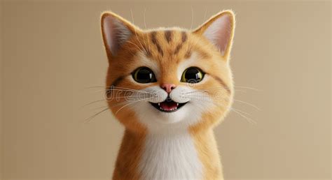 Smiling Cartoon Cat Close Crop With Soft Key Light And Neutral Background Stock Illustration