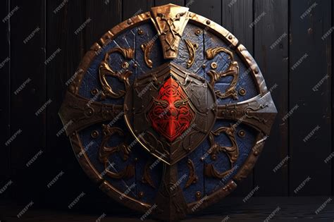 Premium Ai Image Warrior Round Shield Gaming Fictional World