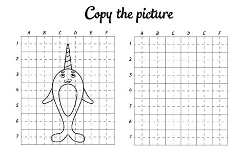 그림을 복사합니다 그리드로 그립니다 아이들을위한 색칠 공부 책 페이지 필기 연습 그리기 기술 훈련 인쇄 가능한 워크시트 를