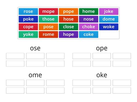 O Silent E Sort Group Sort