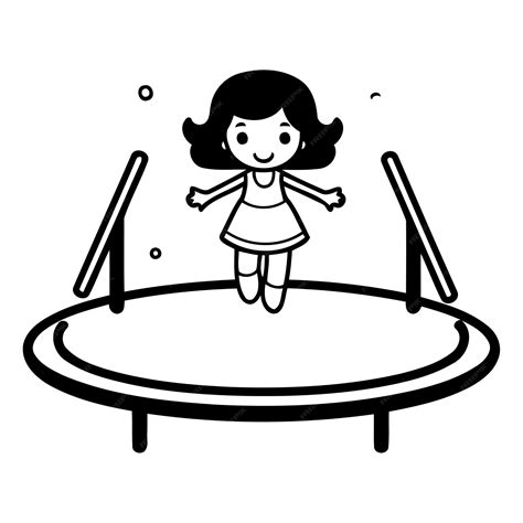 트램폴린에 뛰어다니는 귀여운 작은 소녀 터 일러스트레이션 프리미엄 벡터 트램폴린에 뛰어다니는 귀여운 작은 소녀 터 일러스트레이션 프리미엄 벡터
