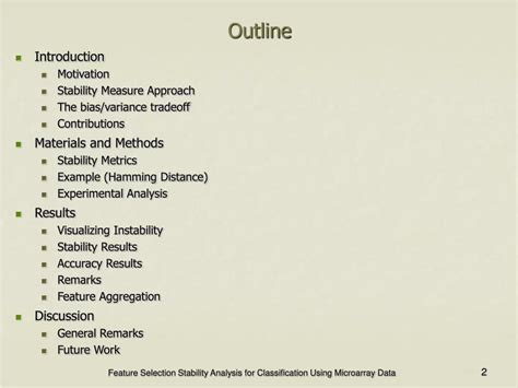 PPT Feature Selection Stability Analysis For Classification Using Microarray Data PowerPoint